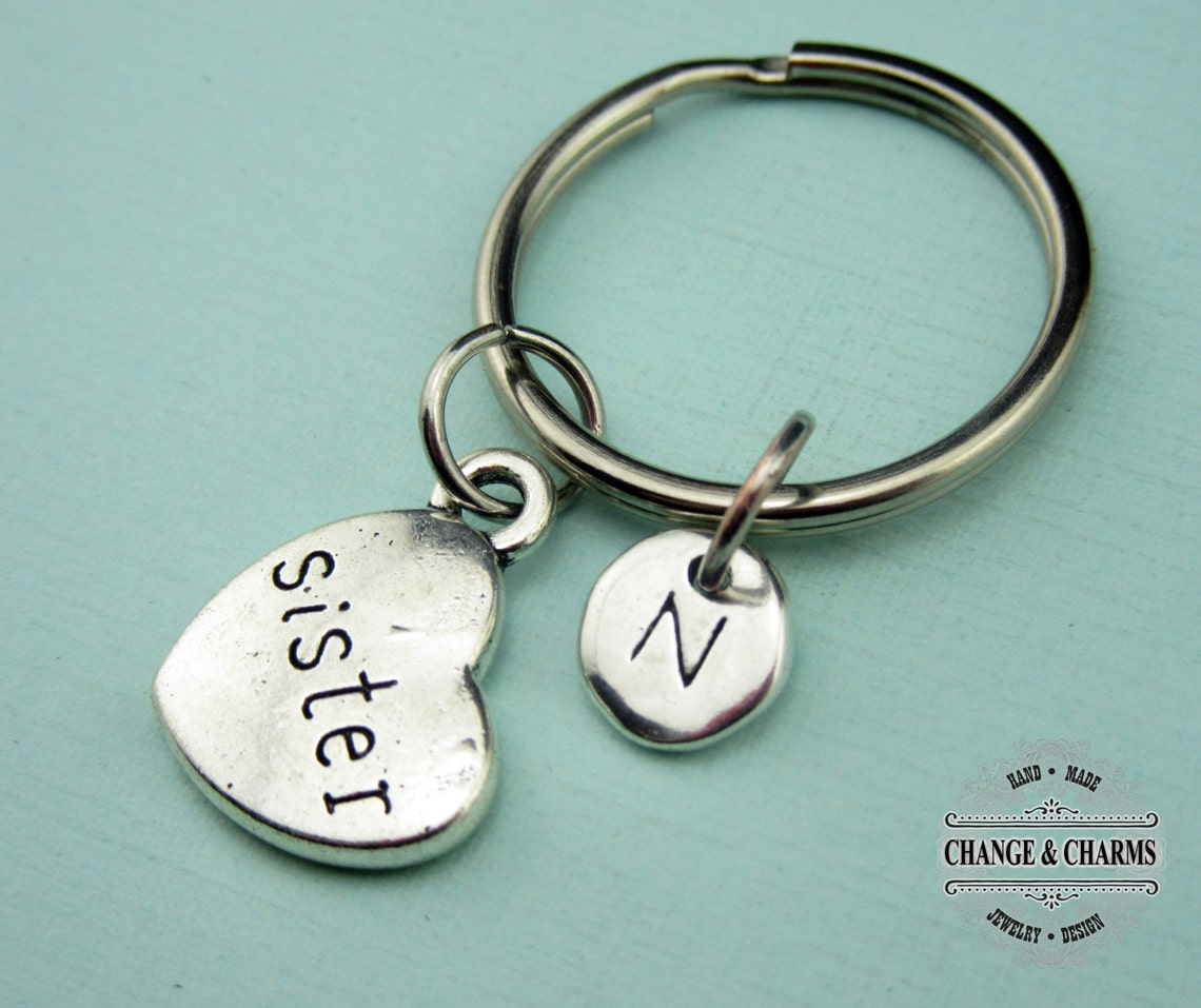 Sister Heart Keychain Sister Keychain Heart Keychain Gift | Etsy