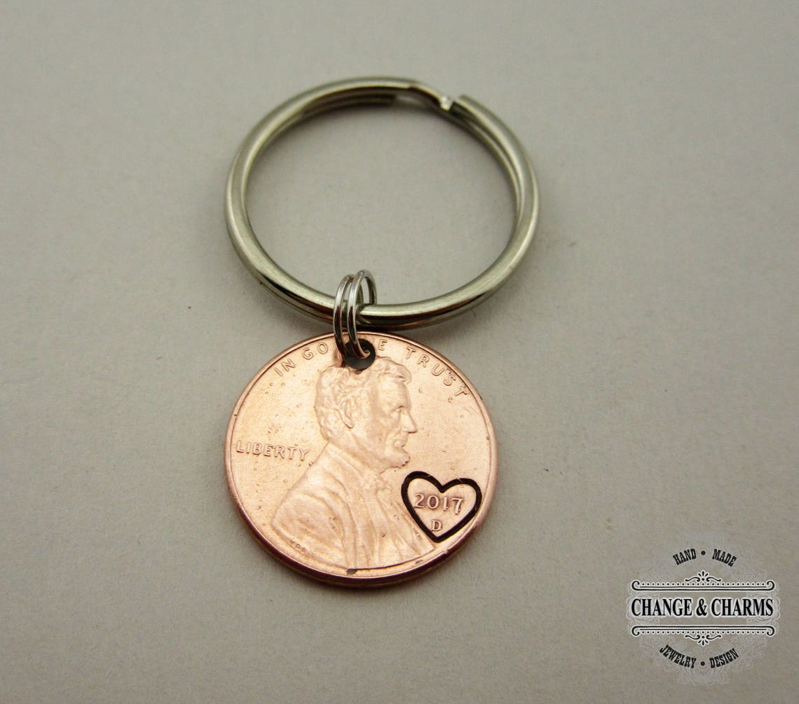 Custom Penny Keychain Penny Keychain Anniversary Gift Gift - Etsy