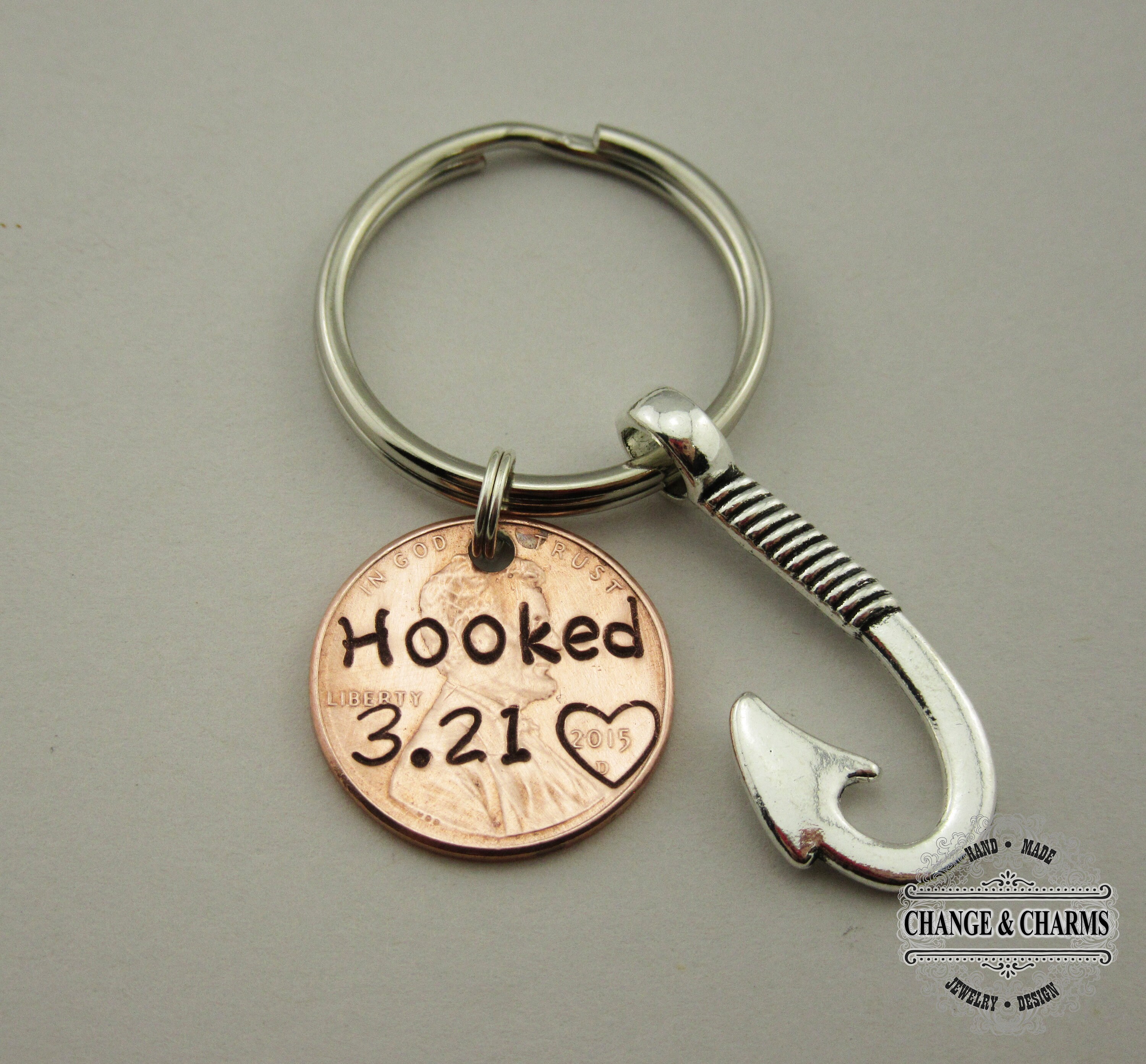 Hooked Penny Keychain Anniversary Keychain Gift for Husband | Etsy
