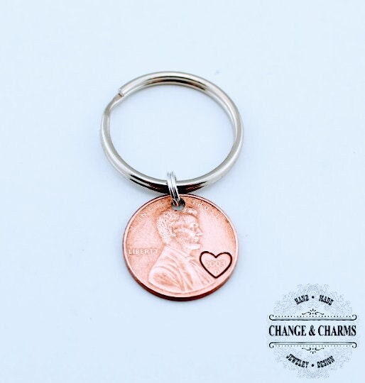 Custom Penny Keychain Penny Keychain Anniversary Gift Gift - Etsy