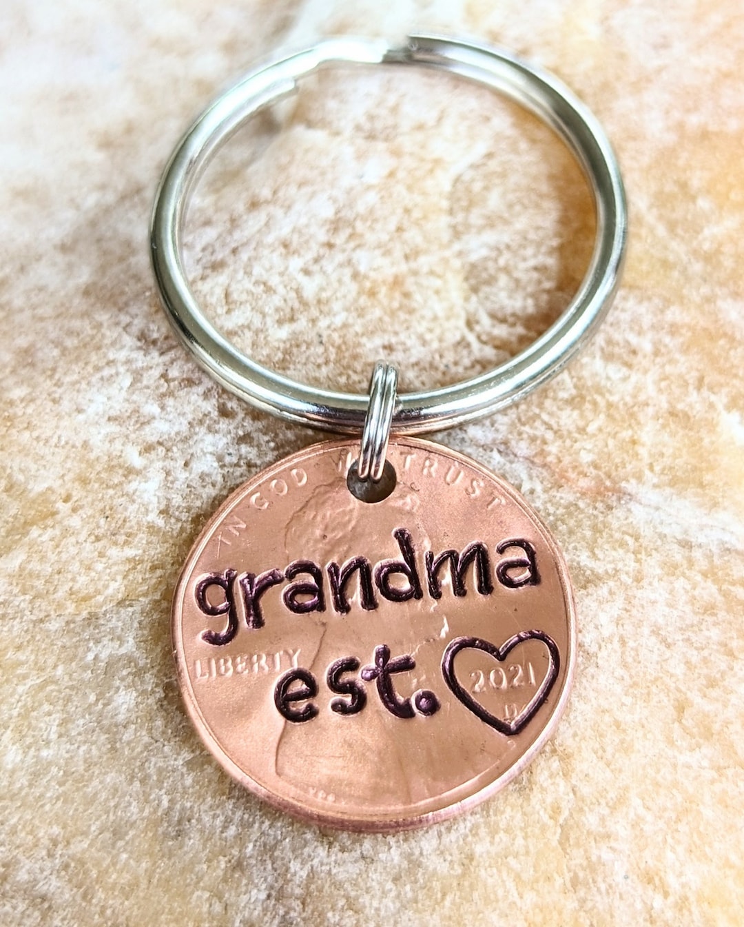 Grandma Est. Penny Keychain, Grandma Keychain, Grandma Gift, Grandma ...