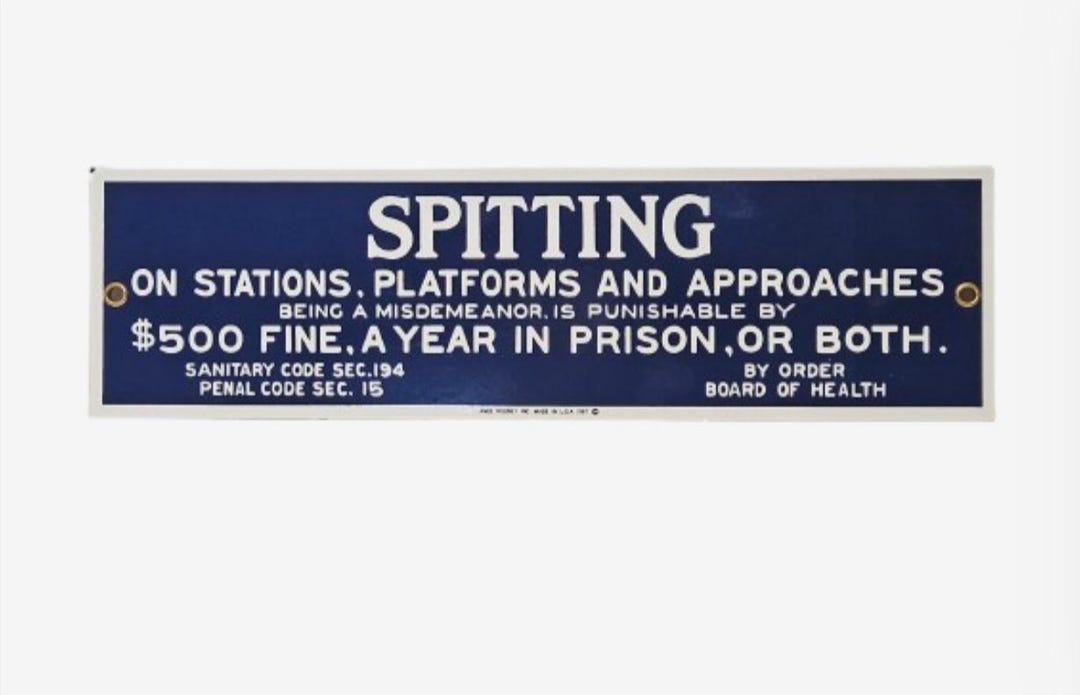 Vintage Metal Porcelain No Spitting Sign - Etsy