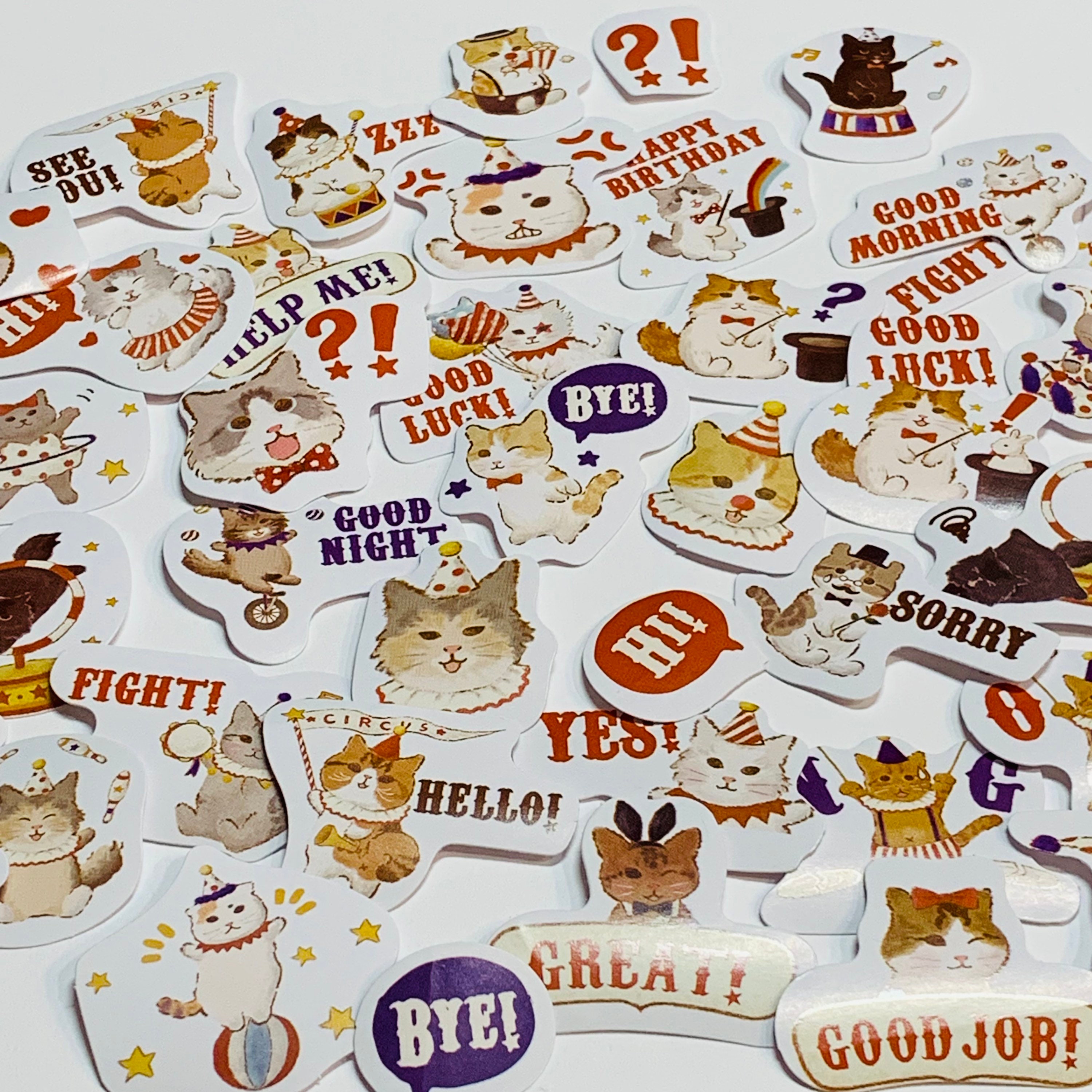 HAPPY BIRTHDAY CAT Salutations Stickers 45 Pieces Each | Etsy