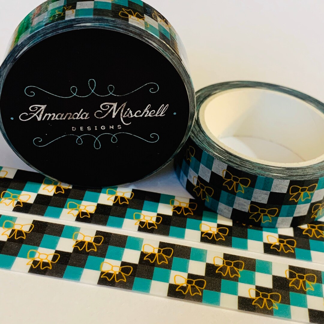 PREPPY SQUARES With GOLD Bows Amanda Mischell Washi Tape ~ 1 Roll ...