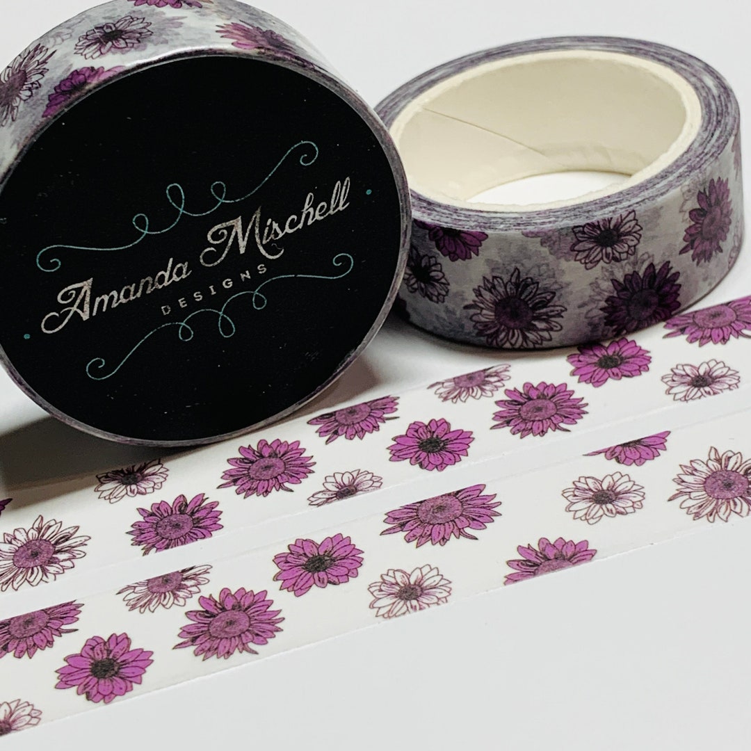 PURPLE GERBERA DAISIES Amanda Mischell Washi Tape ~ 1 Roll ~ 15mm X 10m ...