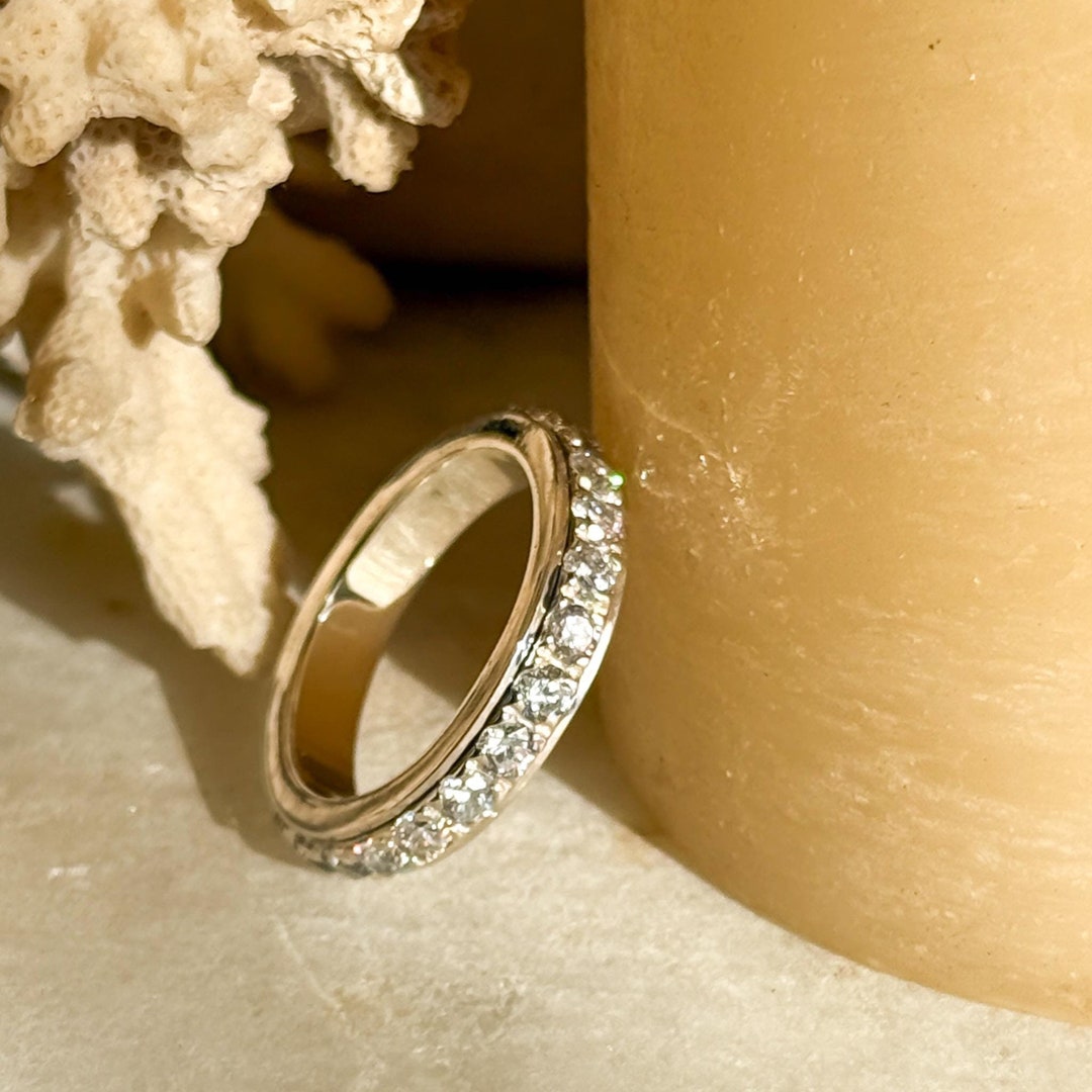 Diamond Eternity Spinner Ring, Diamond Bands, Silver 925 Fidget Spinner ...