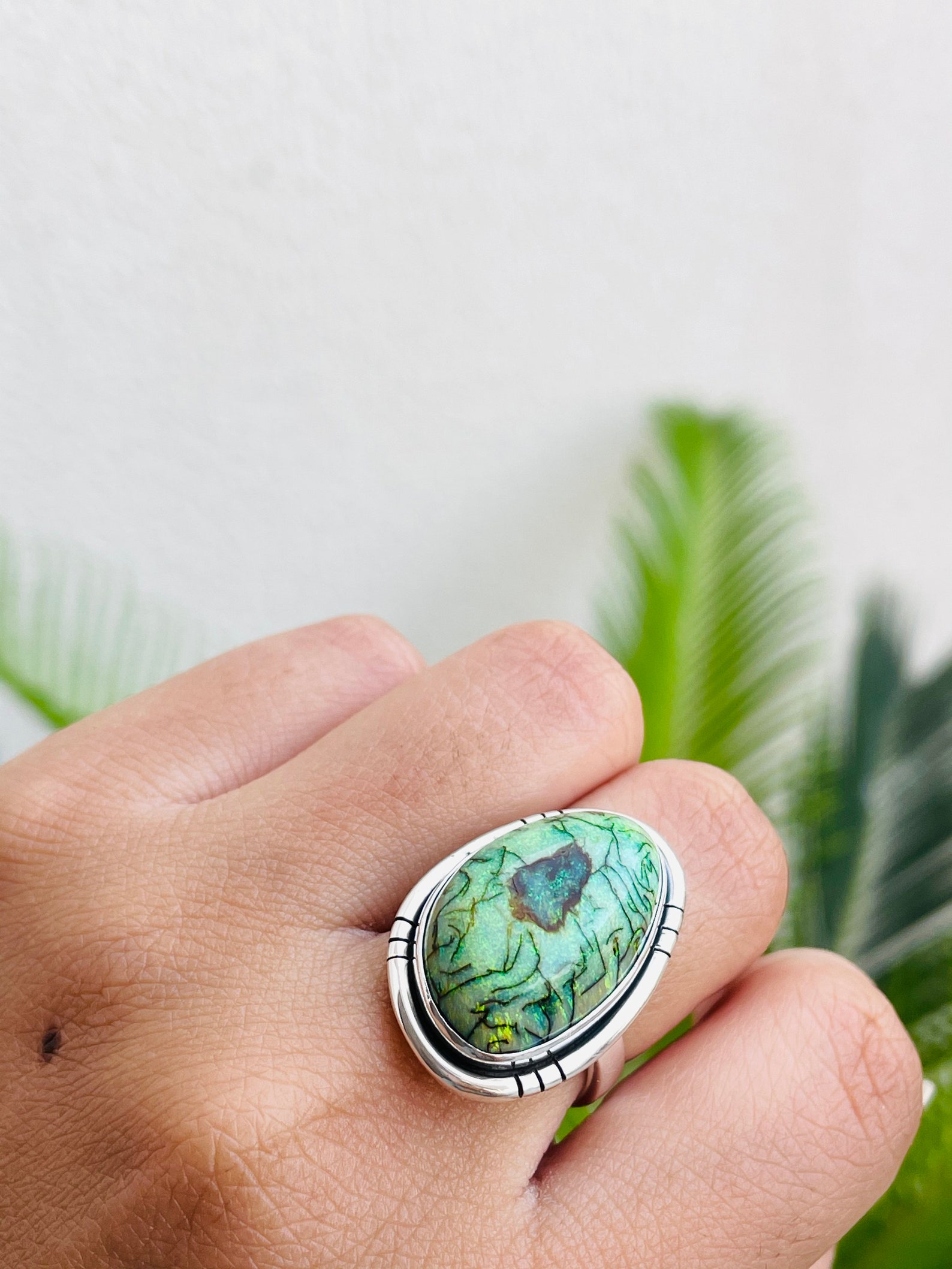 Sterling Opal Statement Ring Multi Color Sterling Opal - Etsy