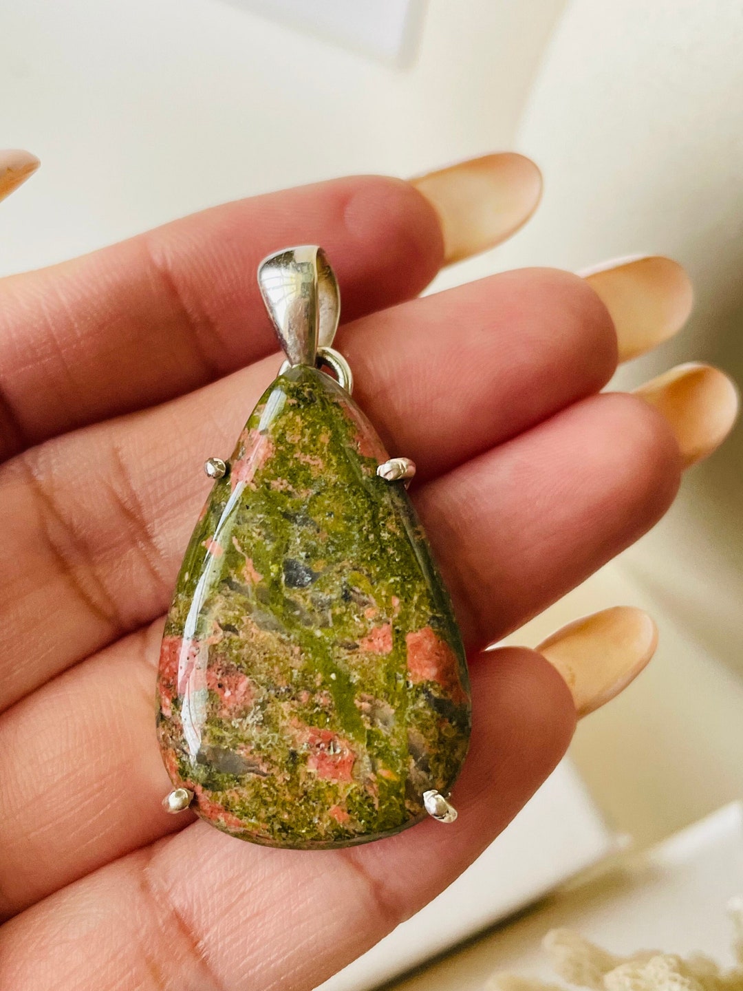 Unakite Pendant, Unakite Jasper Pandant , 925 Sterling Silver, Gifts ...