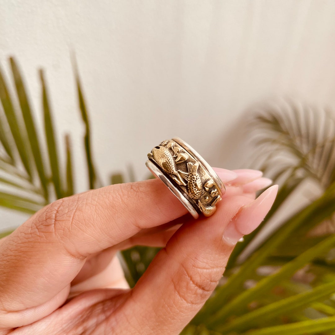 Koi-fish Anxiety Spinner Ring, Fish Rings for Woman, Women Spinner Ring ...
