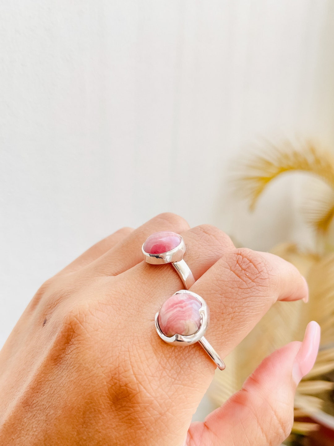 Rhodochrosite Rings for Women, Sterling Silver 925 Rings, Handmade Gemstone Rings, Gift for Her ...