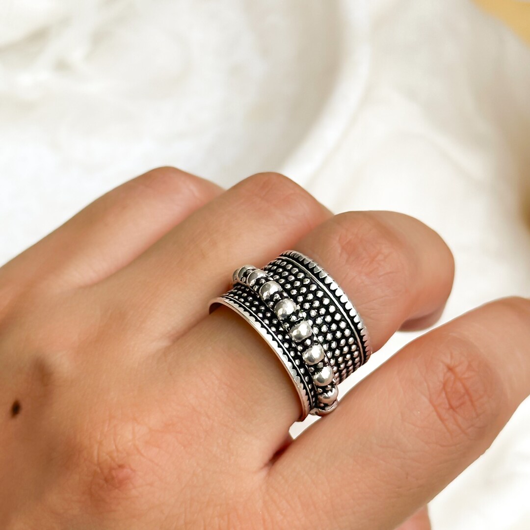 Boho Sterling Silver 925 Designer Spinner Ring. Spinning Ring for Women ...
