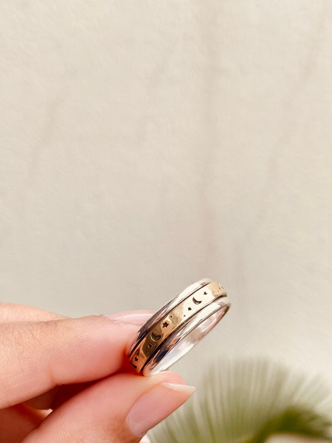 Star and Moon Spinner Ring for Women Sterling Silver, Ring Silver 925 ...