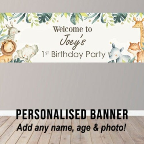 Safari Animals Happy Birthday Banner Party Animals Safari - Etsy