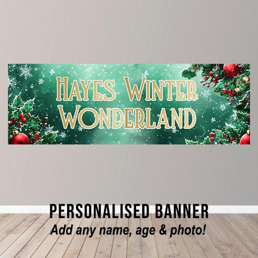 Personalised Winter Wonderland Christmas Banner Party Poster Christmas ...