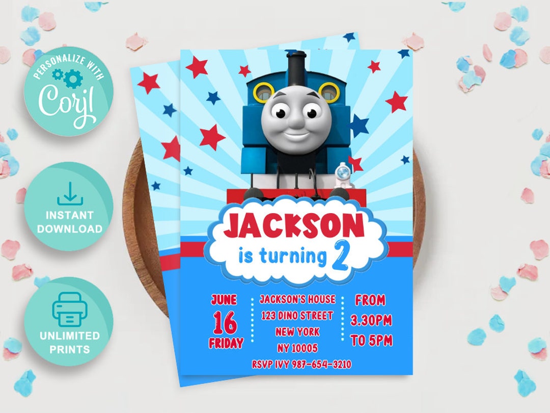 Personalized Thomas the Tank Birthday Party Invitation Template ...