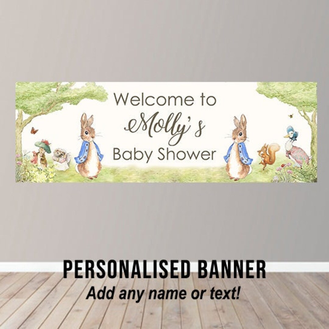 Personalised Peter Rabbit Banner Party Poster Christening Birthday or ...