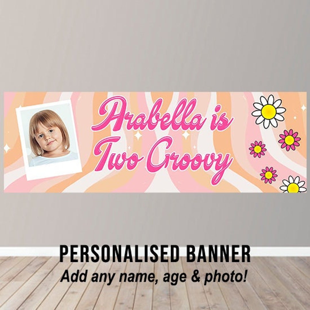 Personalised Groovy Hippie Hippy Photo Birthday Banner Party Poster ...
