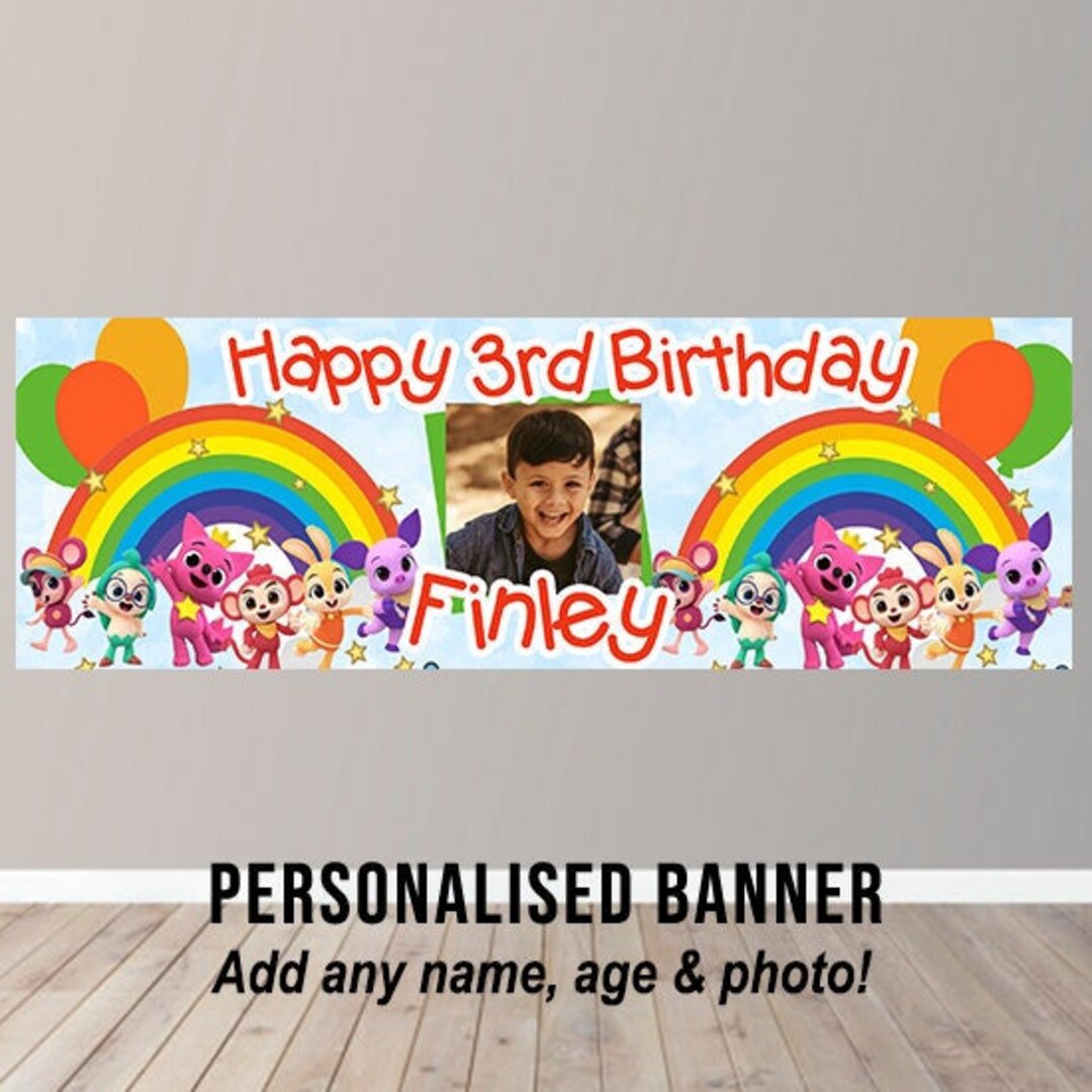 Personalised Pinkfong Hogi & Friends Inspired Photo Birthday Banner ...