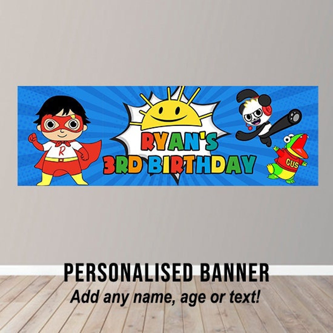Personalised Ryan's World Themed Birthday Banner Party Poster - Etsy