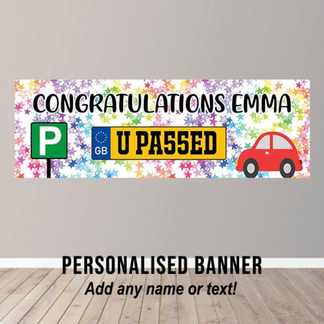 Personalised Congratulations on Passing Your Driving Test Banner Party ...