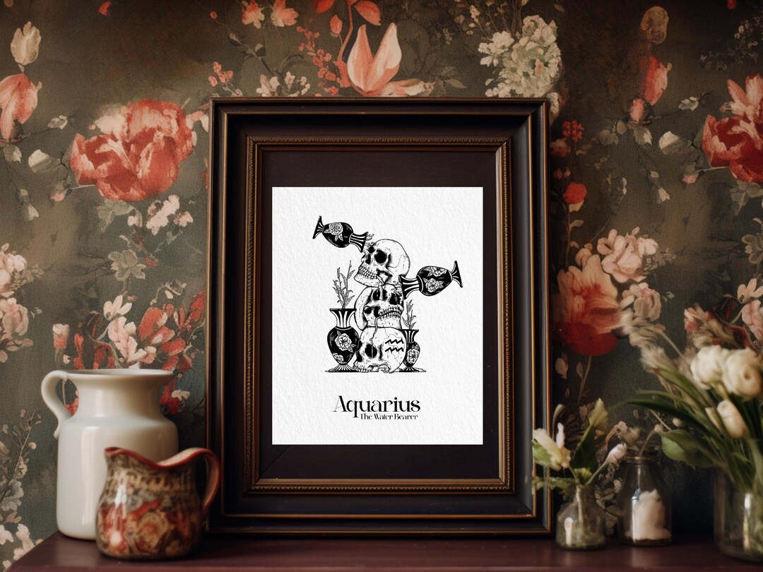 Aquarius the Water-bearer Zodiac Sign Giclee Print, Original Drawing ...