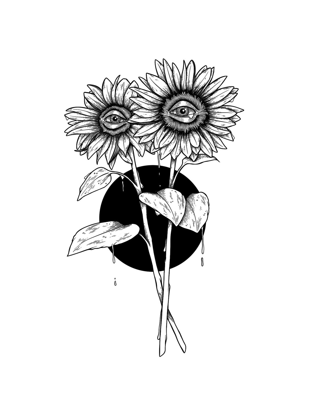 Eye Sunflowers Original Drawing Print, Home Decor, Wall Art - Etsy