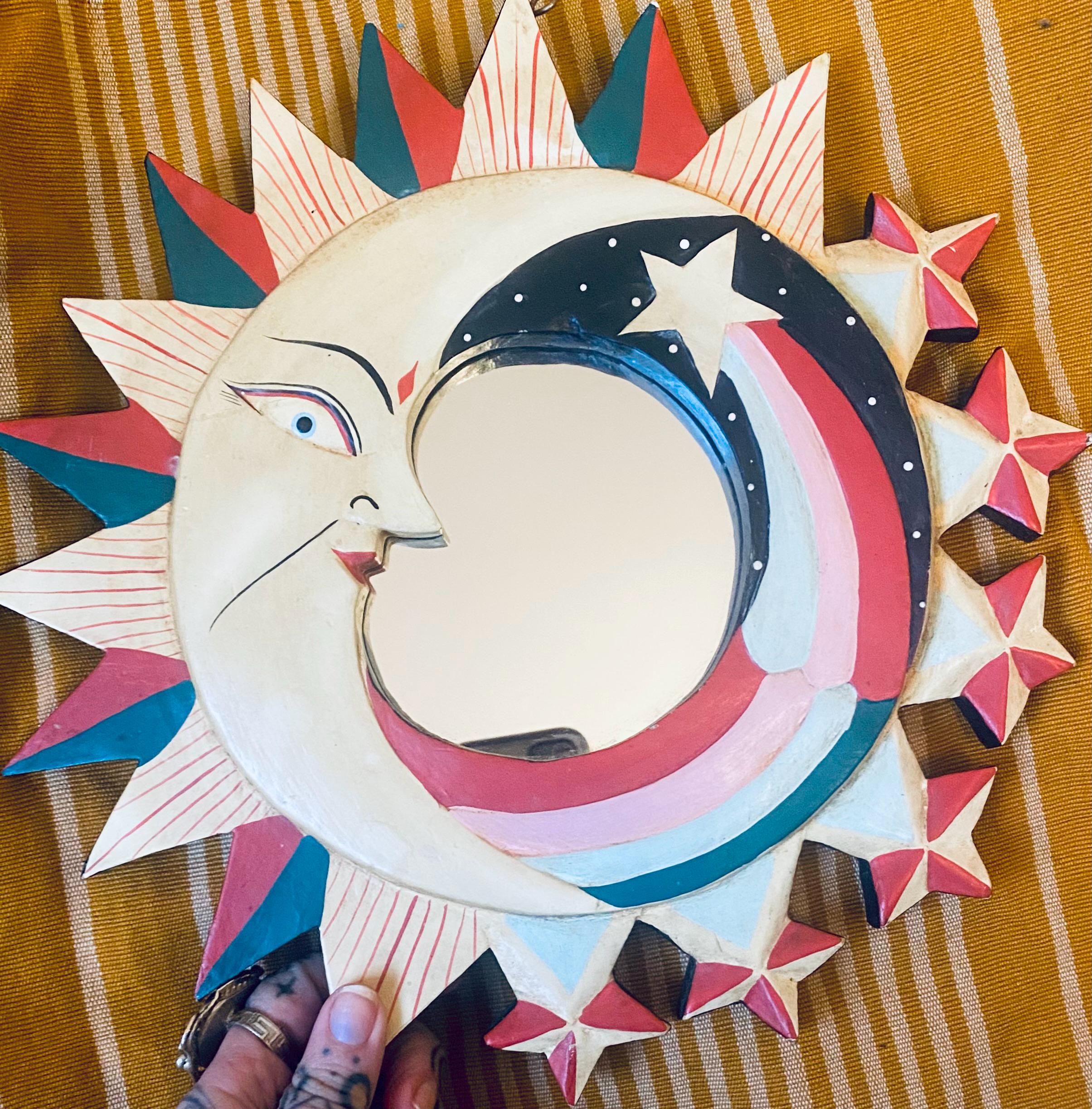 Sun, Moon and Stars Face Wall Mirror - Bohemian Style - Etsy