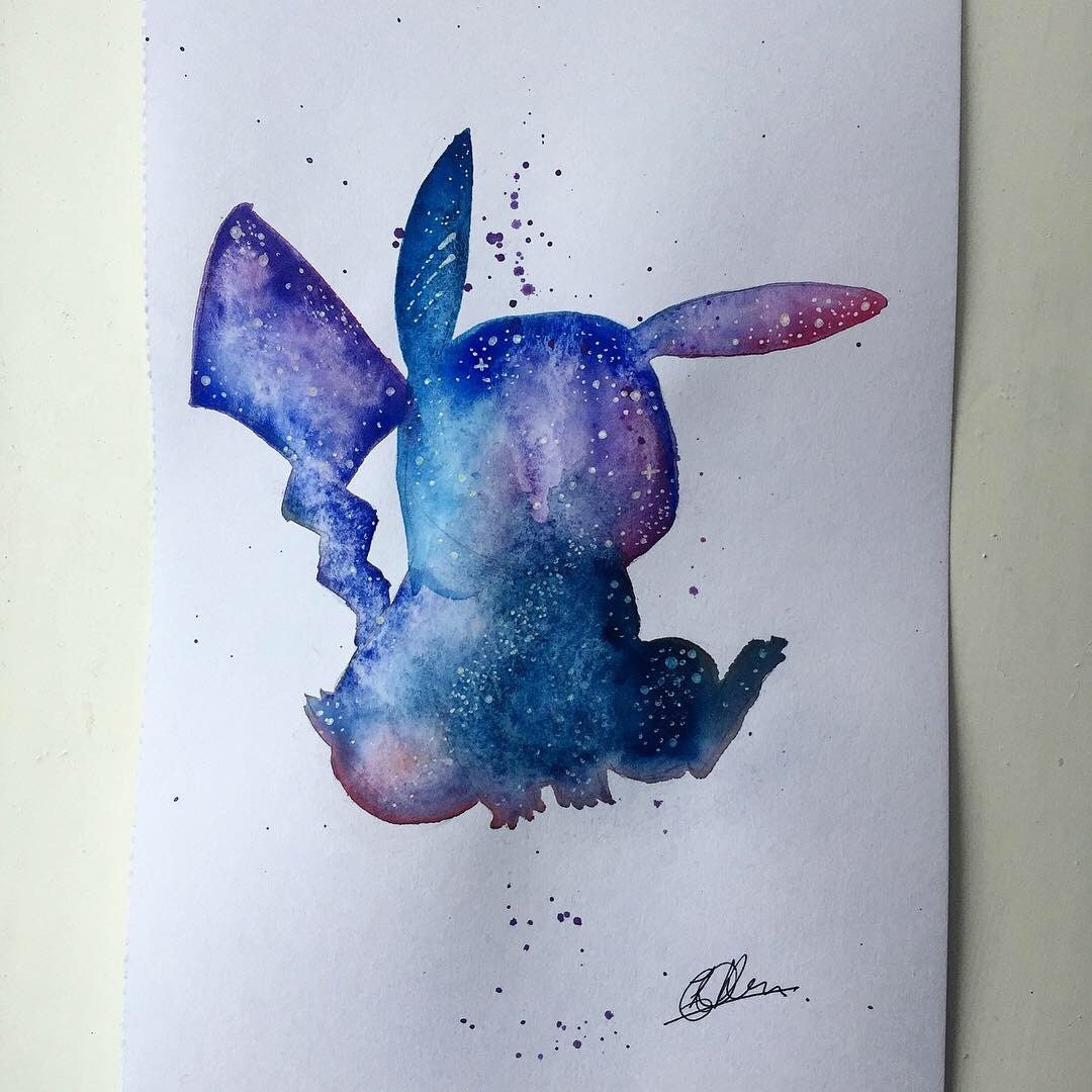 Galaxy Pikachu A5 Original Painting - Etsy