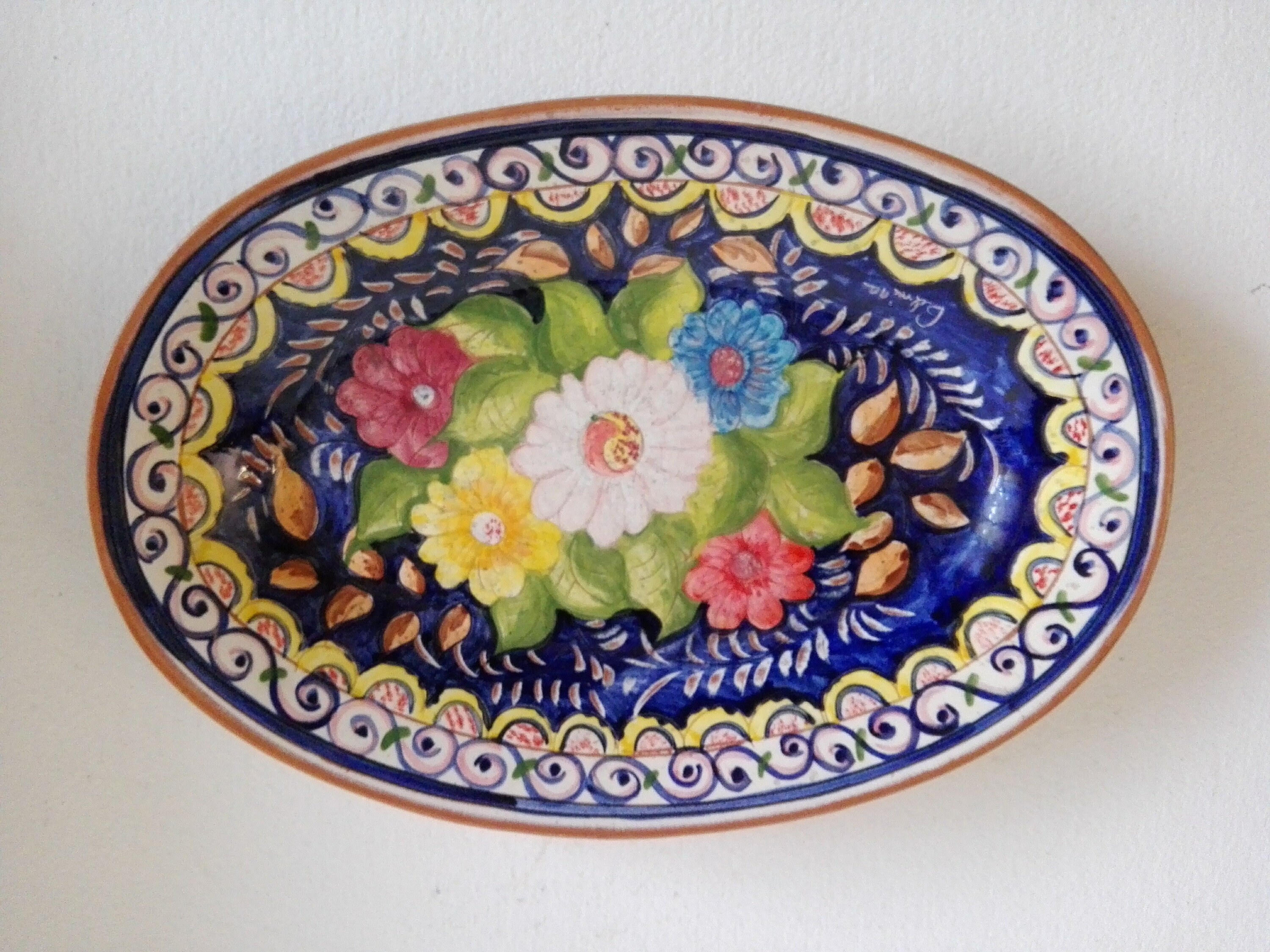 Colorful Vintage Flower Dish Hand Painted Ceramic Made in - Etsy