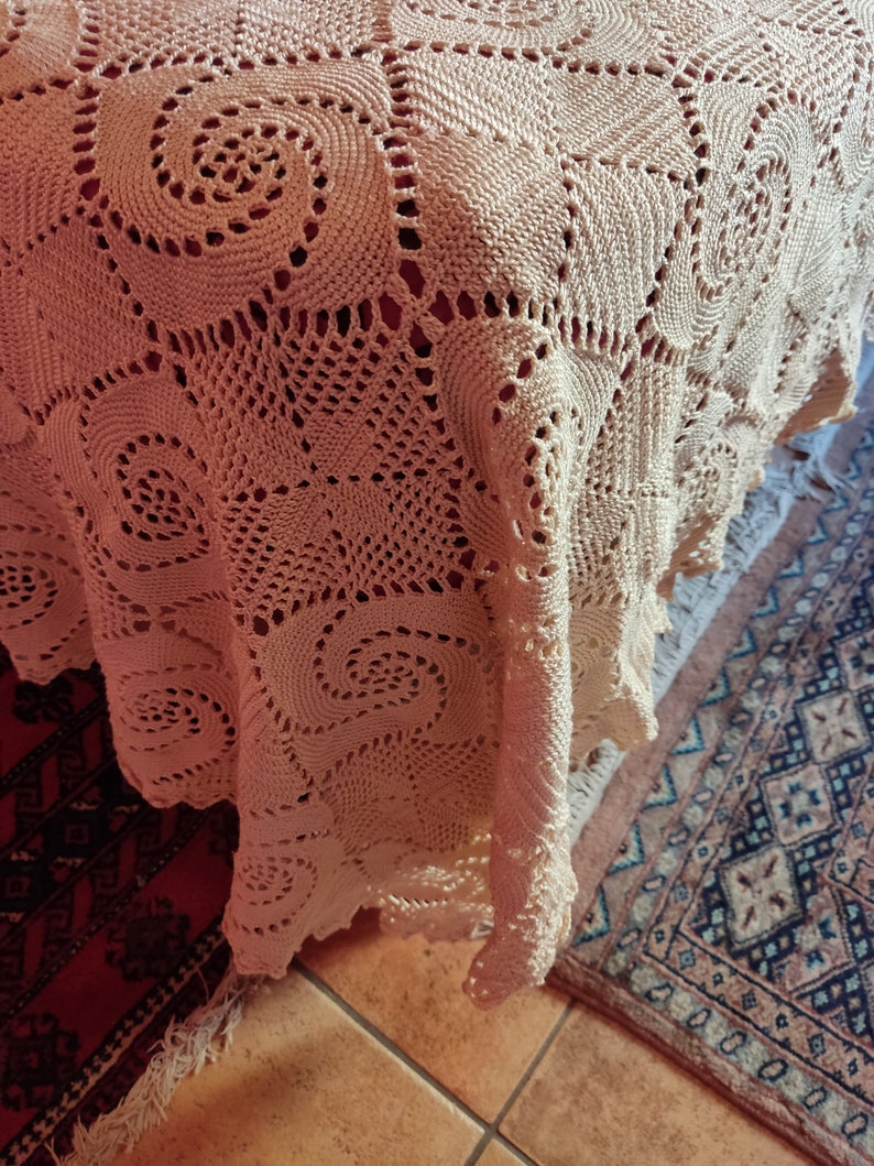 Bed Cover French Crochet, Handmade Vintage French, Bed Throw Crochet ...