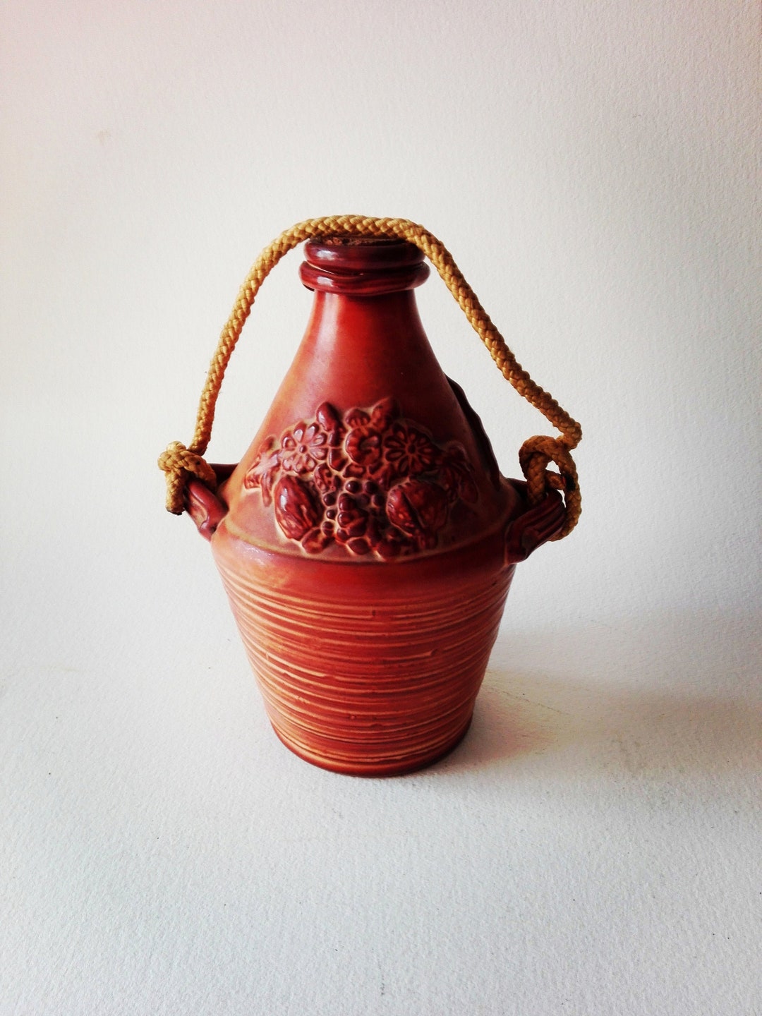 Vinegar Jug, Vintage French, Stoneware Jug, Embossed Pottery, Kitchen ...
