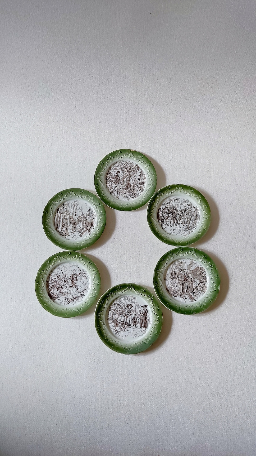 Green Decorative Plates, Vintage French, Ironstone Transferware Dishes ...