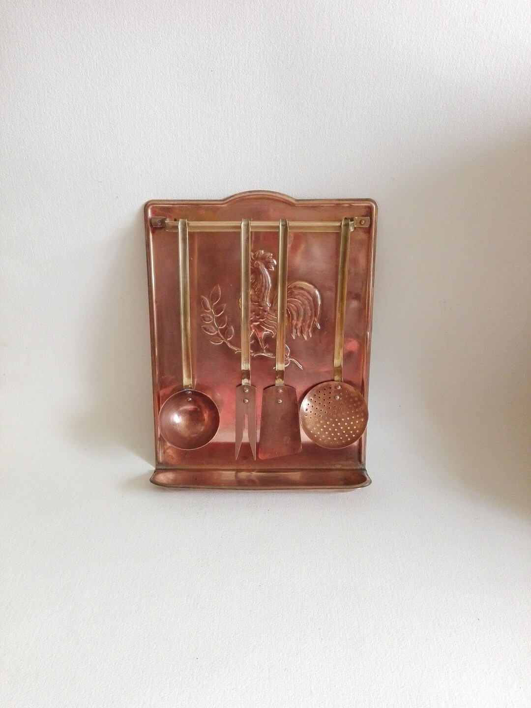 Copper Rack and Utensils, French Vintage, Utensil Storage, Utensil ...