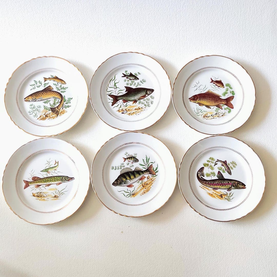 Porcelaine Fish Plates, French Vintage - Etsy