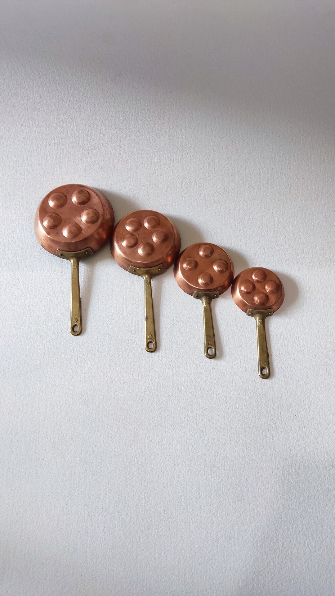 Decorative Copper Snail Pans, French Vintage, Set of 4, Rustic Kitchen ...