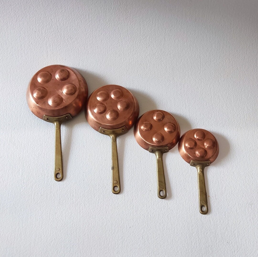 Copper Snail Pans, French Vintage, Rustic Kitchen, Wall Decor, - Etsy
