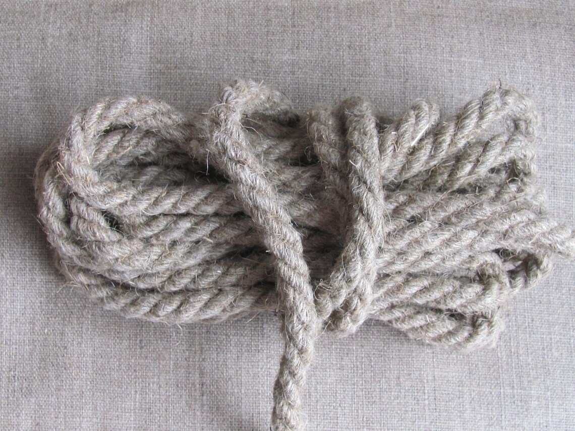 5 Yards Natural Linen Flax Rope; Ecru Gray Rough Linen Rope Thickness ...