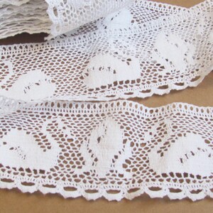 3" Pure Linen Lace by Yard; Milk White Linen Lace With Swan Patterns ...