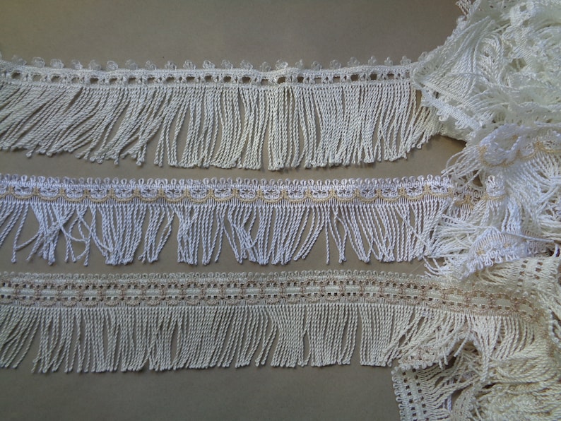 Vintage Fringe Ribbon Yardage; Bullion Fringe Ribbon Width ~3"- 4"/ 7 ...