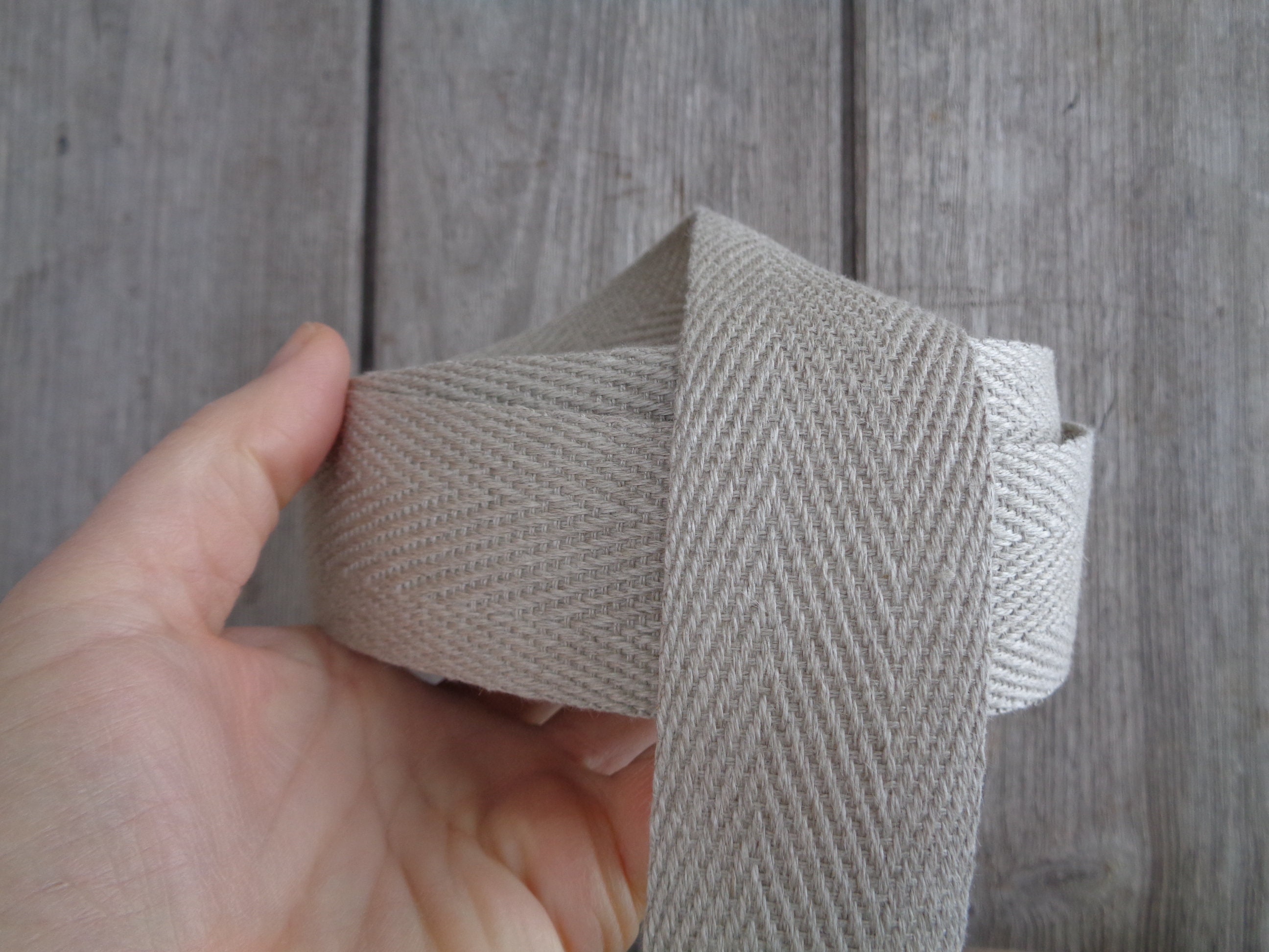 20 Yards of Pure Linen Tape Width 2"/ 5cm, Twill Tape, Herringbone ...