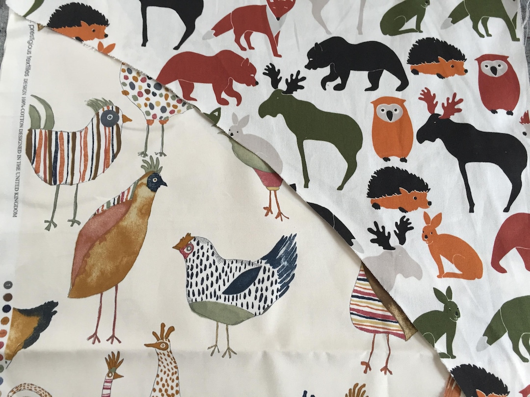 Cotton Fabric Remnants With Animals & Birds, 0.5kg Lot of Scraps for ...