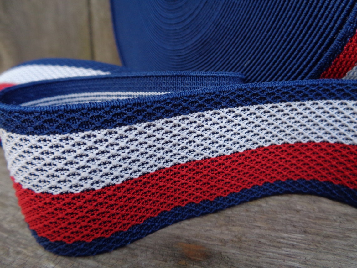 1 1/2" Wide Elastic by the Yard; Tri-color Elastic for DIY Projects ...