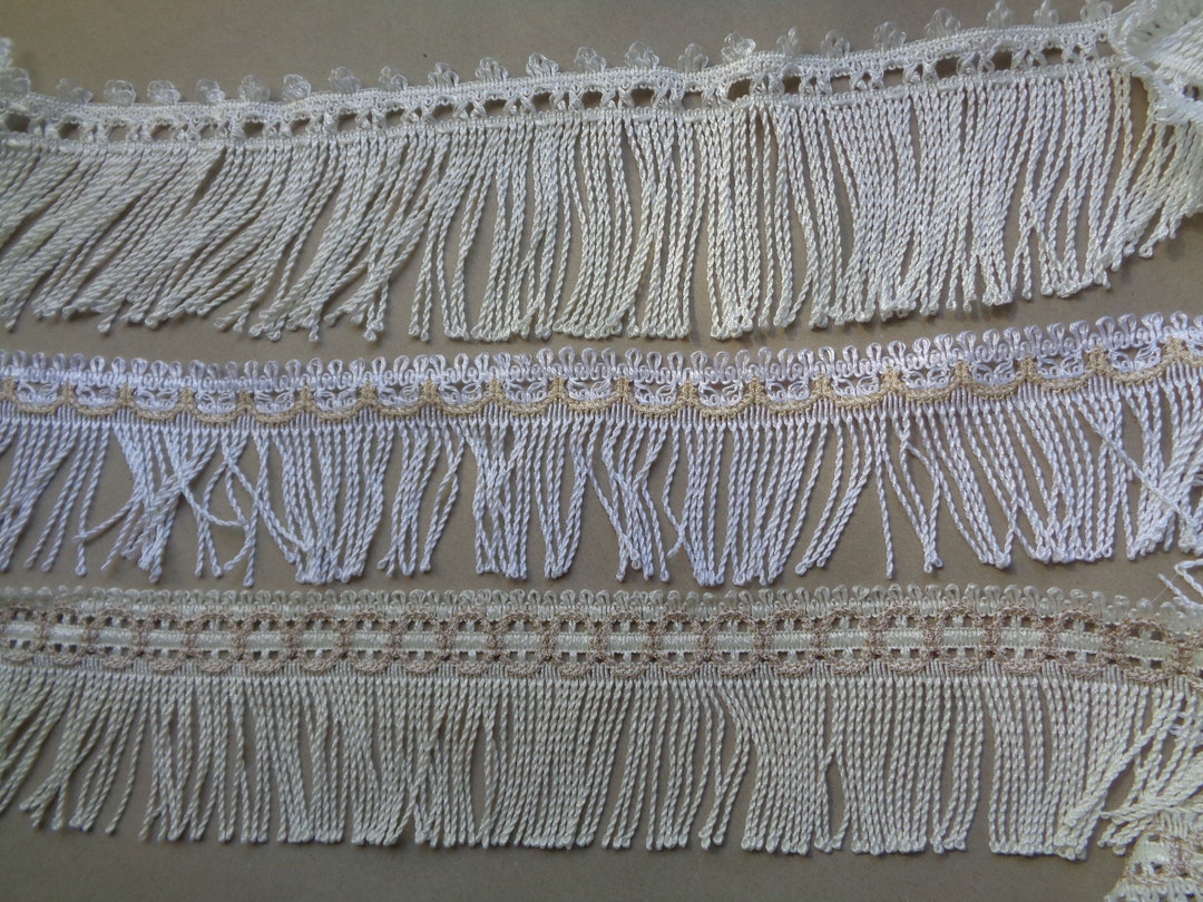 Vintage Fringe Ribbon Yardage; Bullion Fringe Ribbon Width ~3"- 4"/ 7 ...
