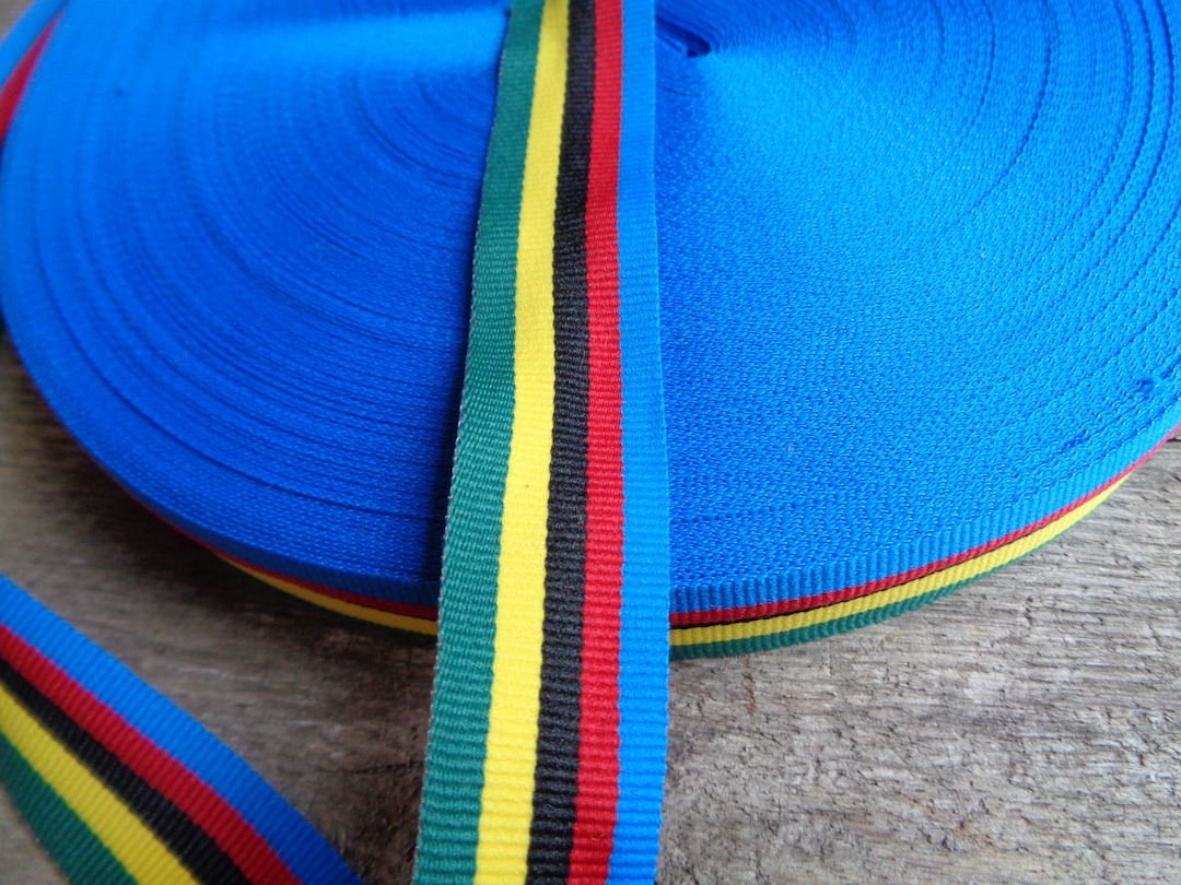 Striped Tape Width 3/4" Woven Ribbon; Vivid 5-color Polyester Ribbon ...