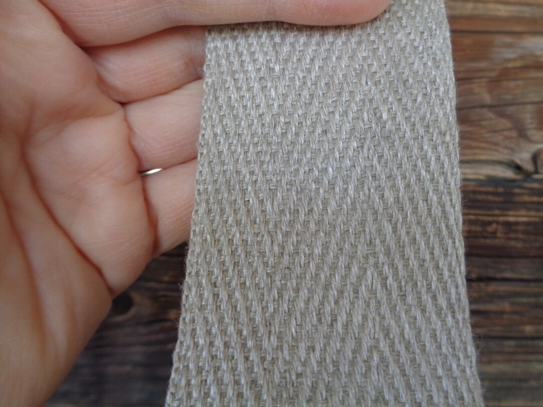 Pure Linen Flax Herringbone Ribbon Sample, Width 2/ 5cm Length 4/ 10cm ...