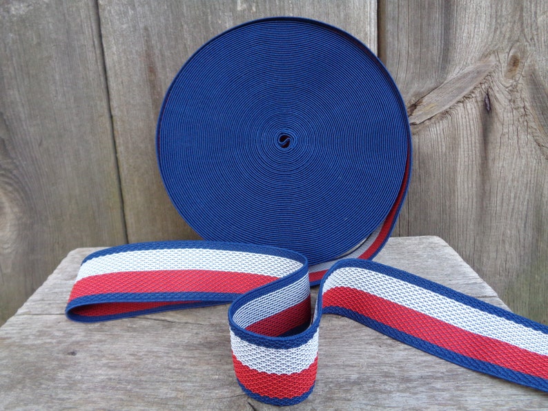 1 1/2" Wide Elastic by the Yard; Tri-color Elastic for DIY Projects ...