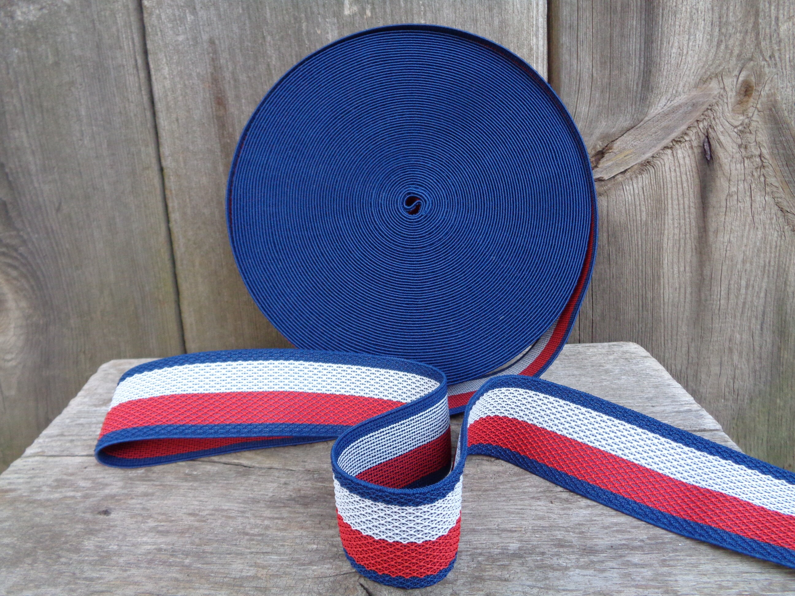 1 1/2" Wide Elastic by the Yard; Tri-color Elastic for DIY Projects ...