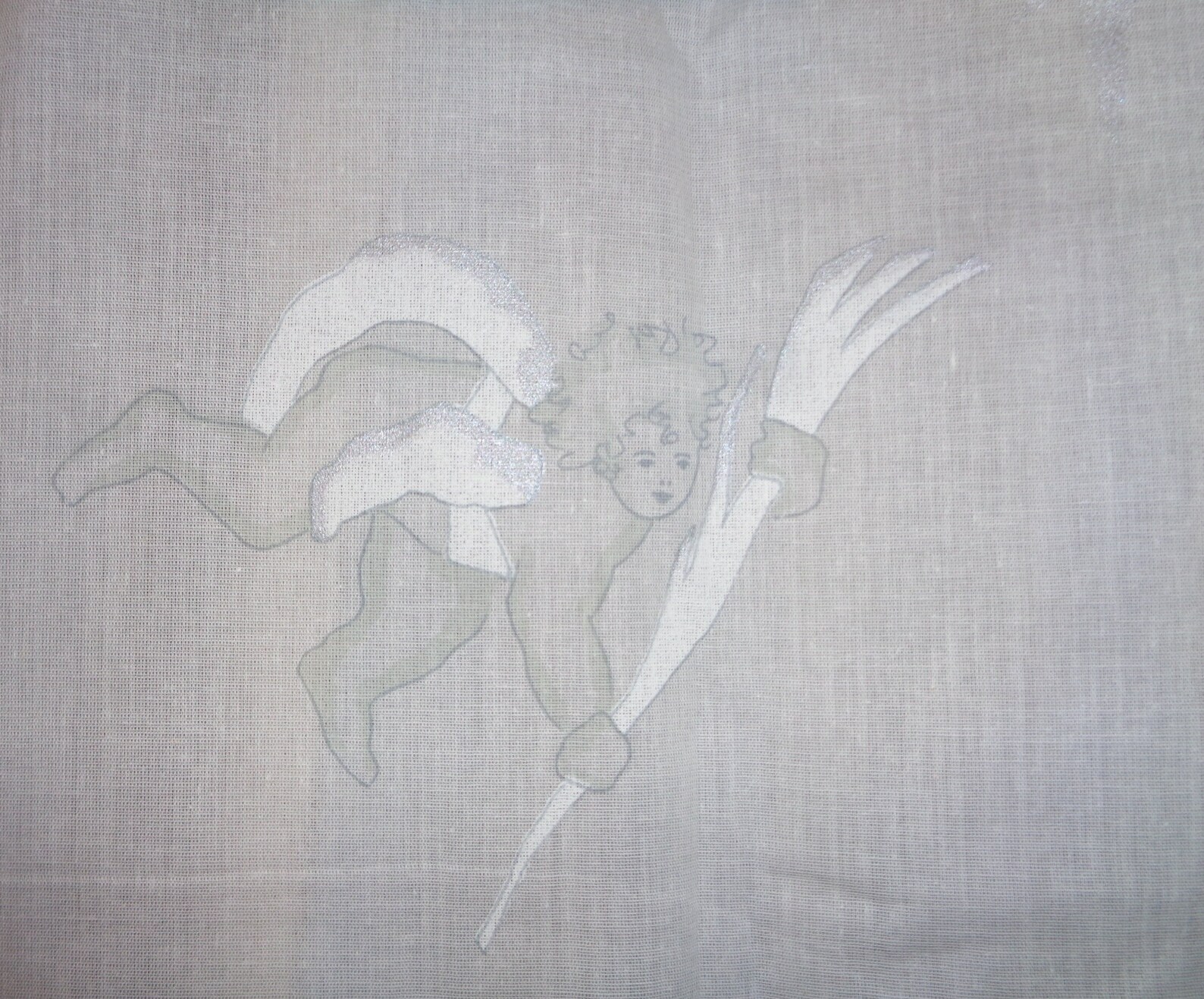 Gauzy Cotton Curtain With Angel Print, off White Curtain, Privacy ...
