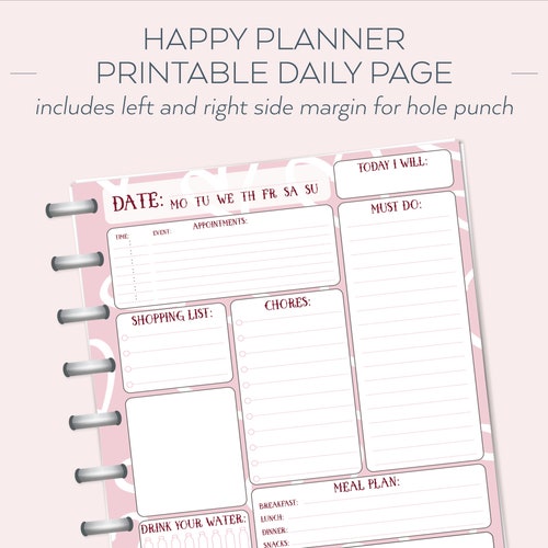 HAPPY PLANNER PRINTABLE Daily Planner Refills / Inserts 7 X - Etsy