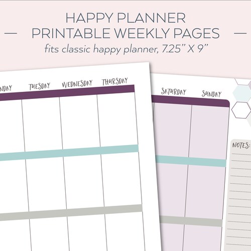 Happy Planner PRINTABLE Weekly Planner Refills / Inserts 7 X - Etsy